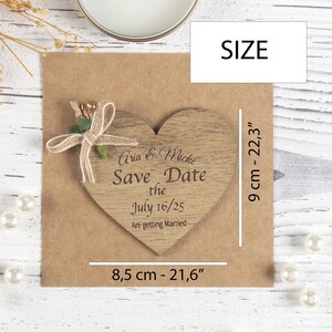 Wooden Heart Wedding Save the Date Magnets: Engraved Rustic Favors - Etsy