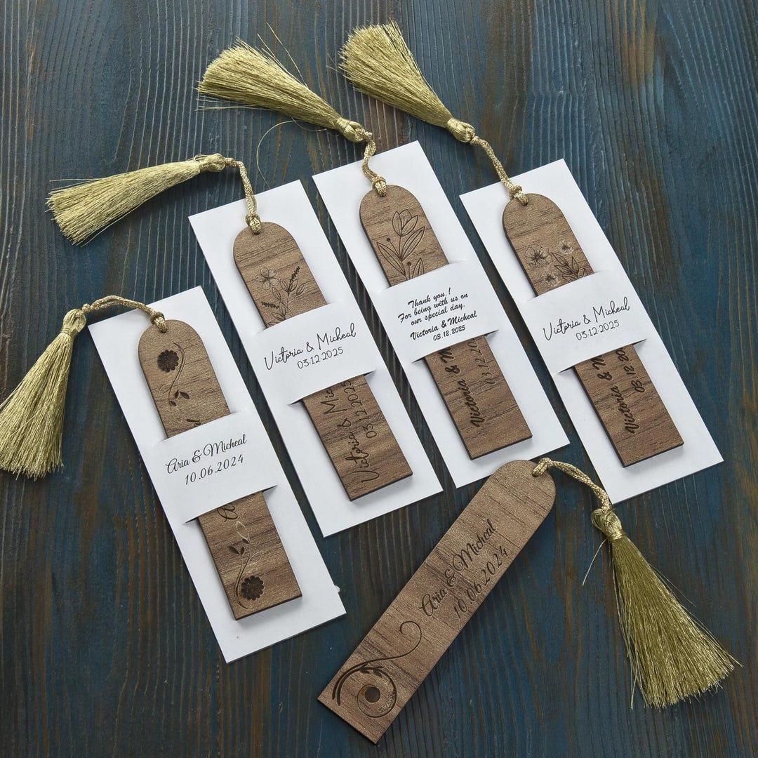 15 Pcs Custom Wooden Bookmarks Set for Weddings Perfect Guest Treats ...