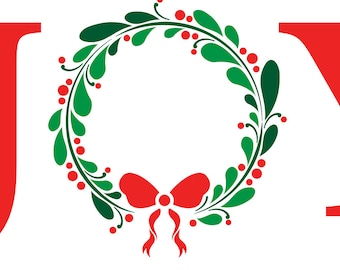 Christmas SVG Joy Poinsettia Wreath LL266D SVG DXF Fcm Ai Eps Png Jpg ...