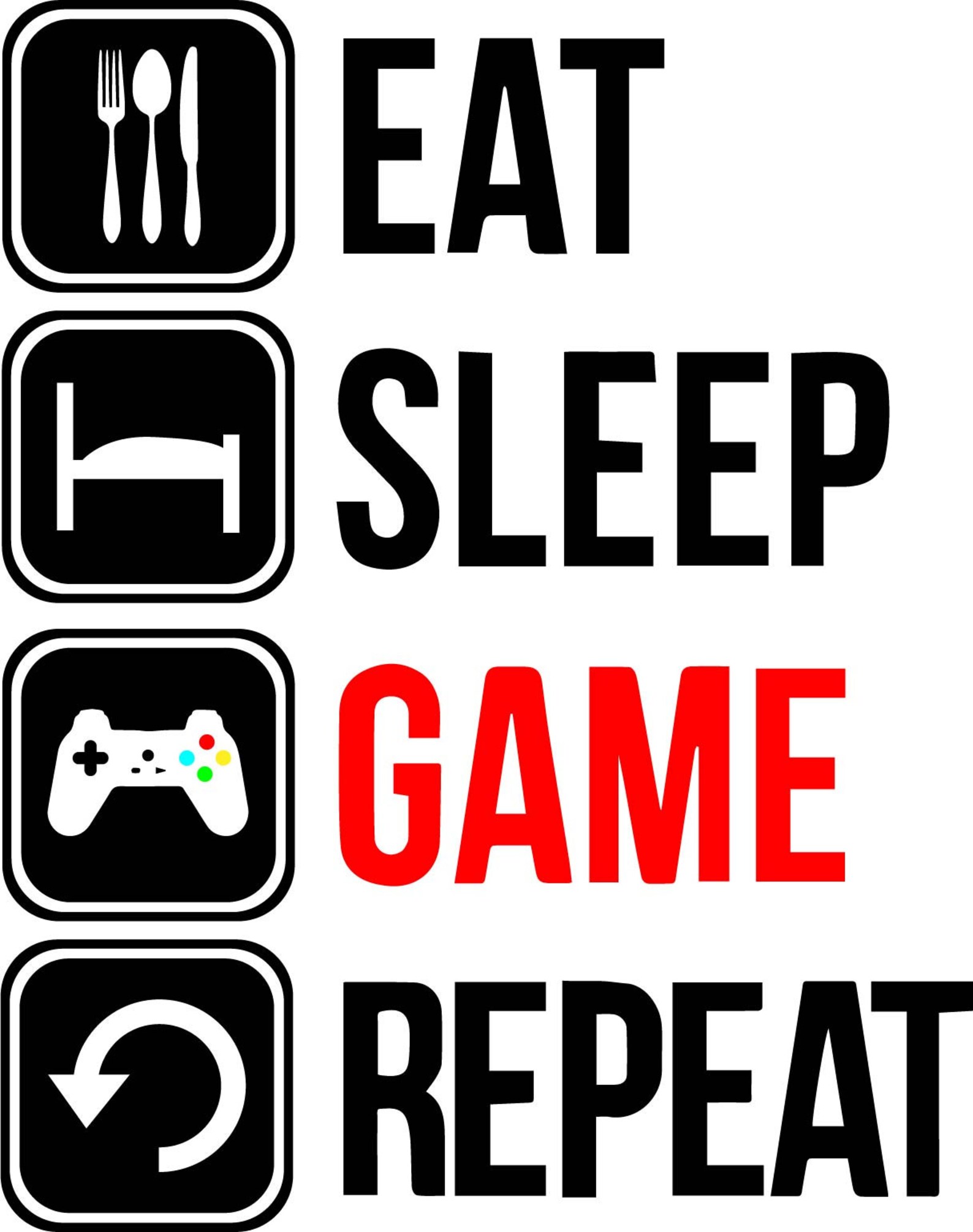 Eat Sleep Game Repeat Svg Etsy
