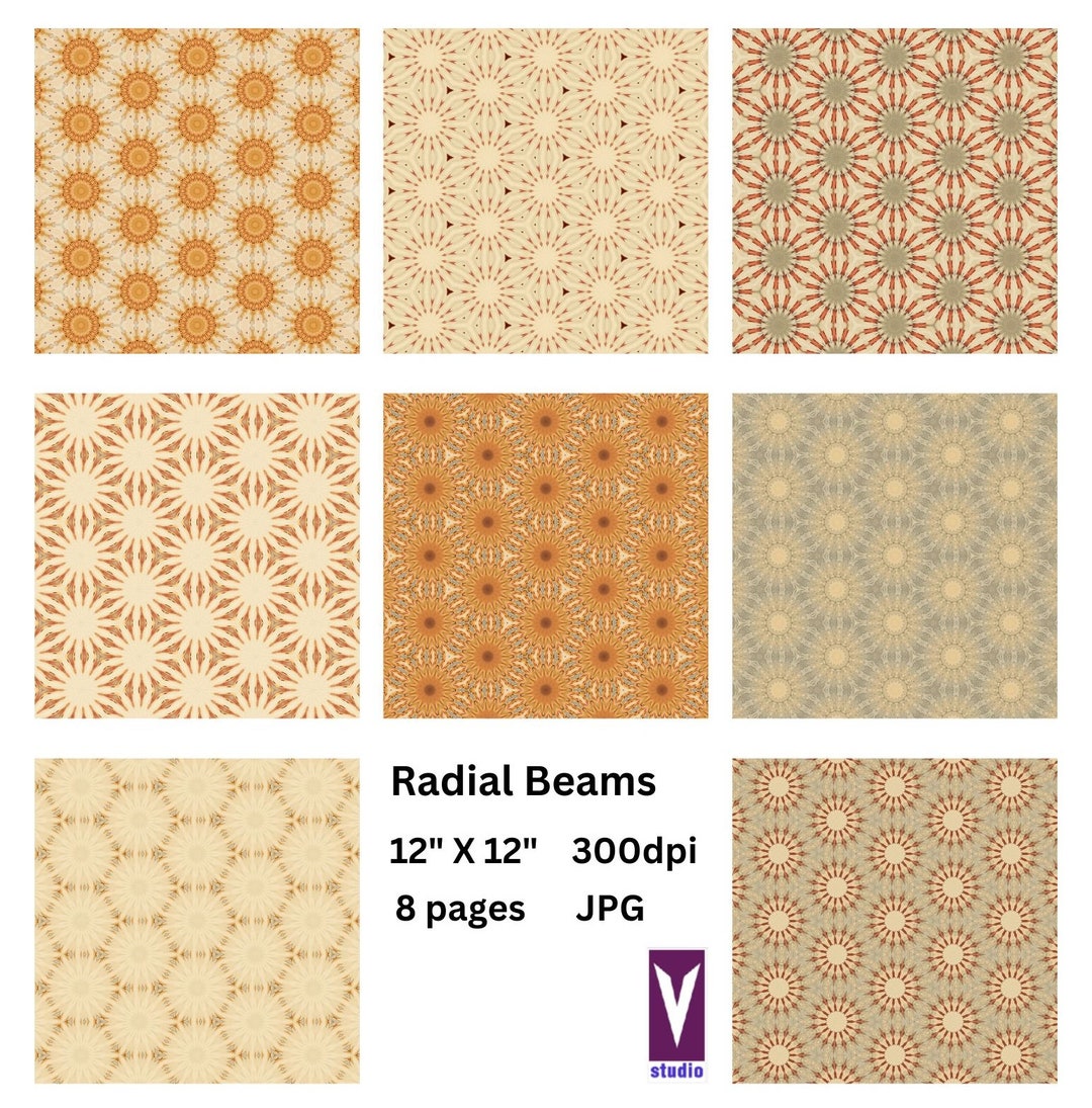 Printable Radial Beams Digital Paper Pack - Etsy
