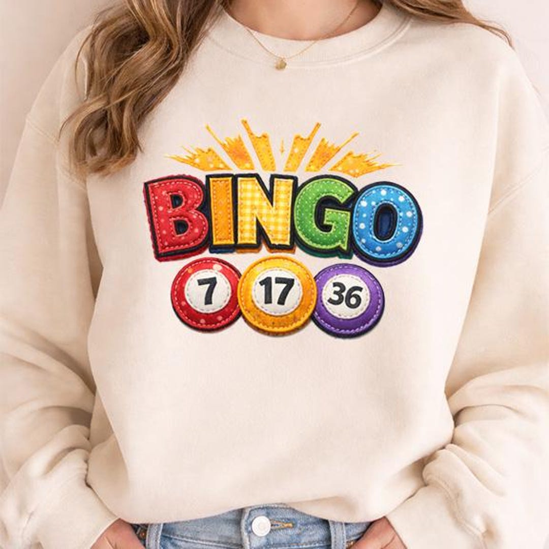 BINGO Patchwork Appliqué PNG – Sewn Fabric Style Game Night Shirt ...