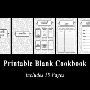 Printable Blank Cookbook - PDF - Etsy