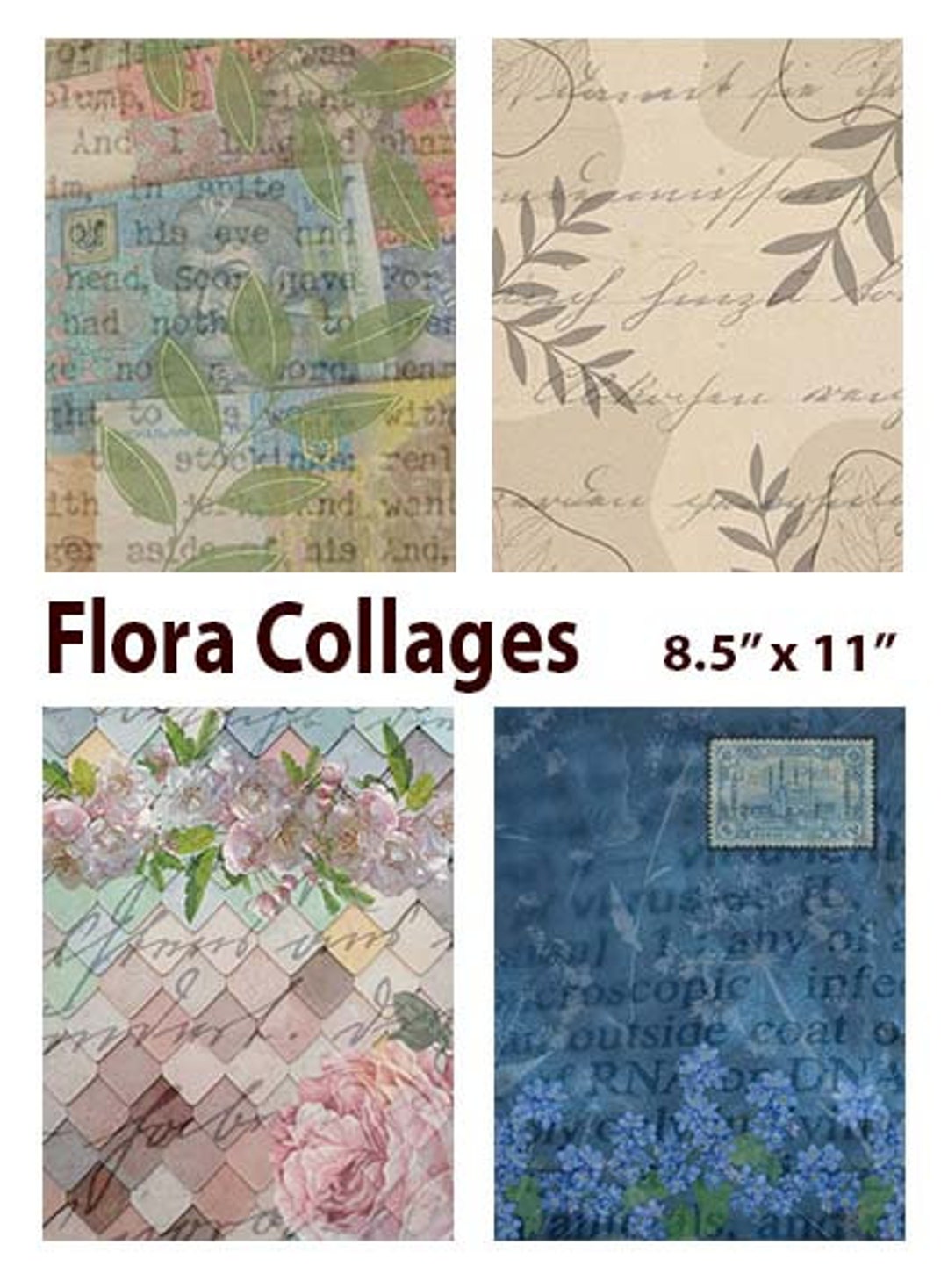 Floral Collage Papers - Digital Download - PDF - Etsy