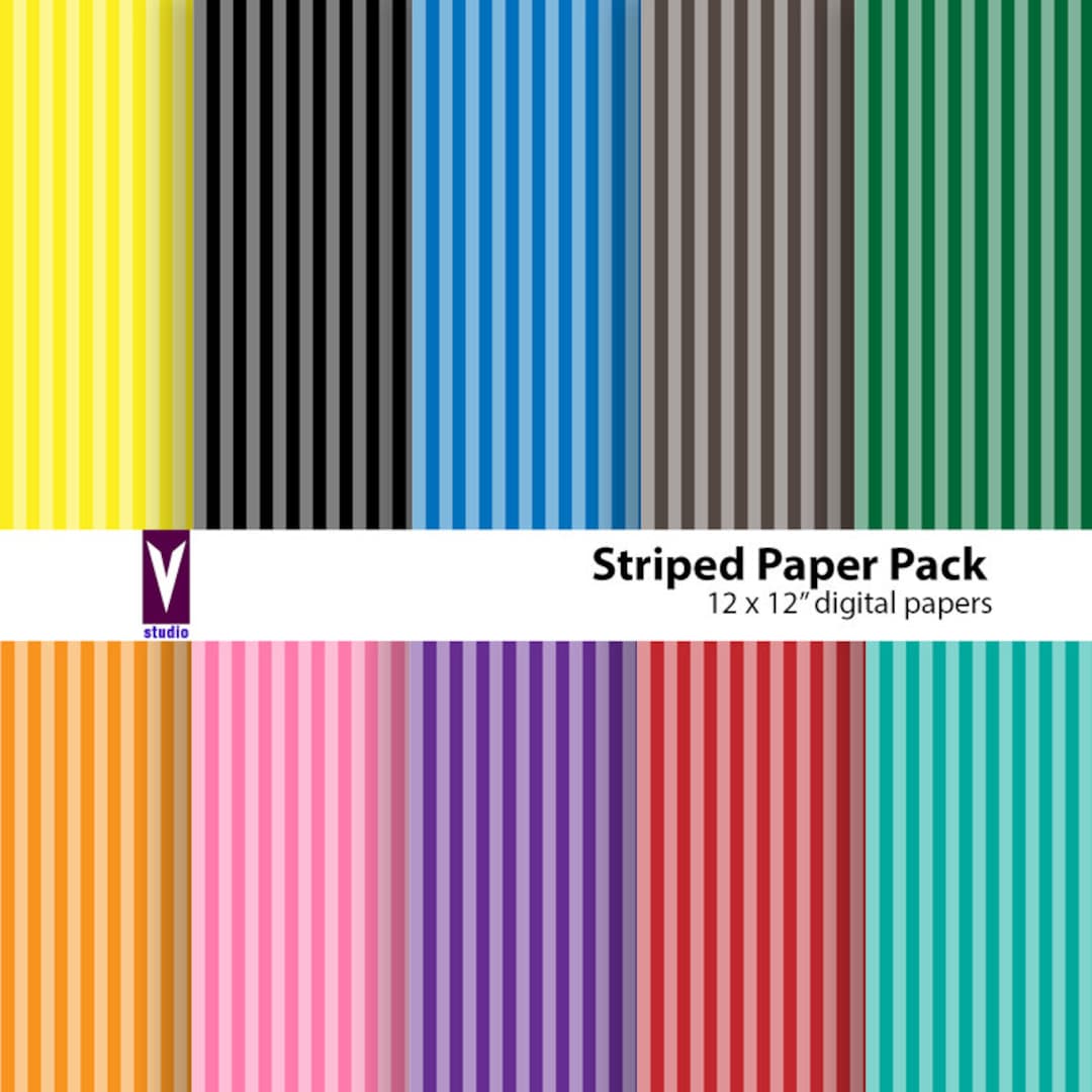 Printable Striped Paper Pack - Digital - 10 Colors - Etsy