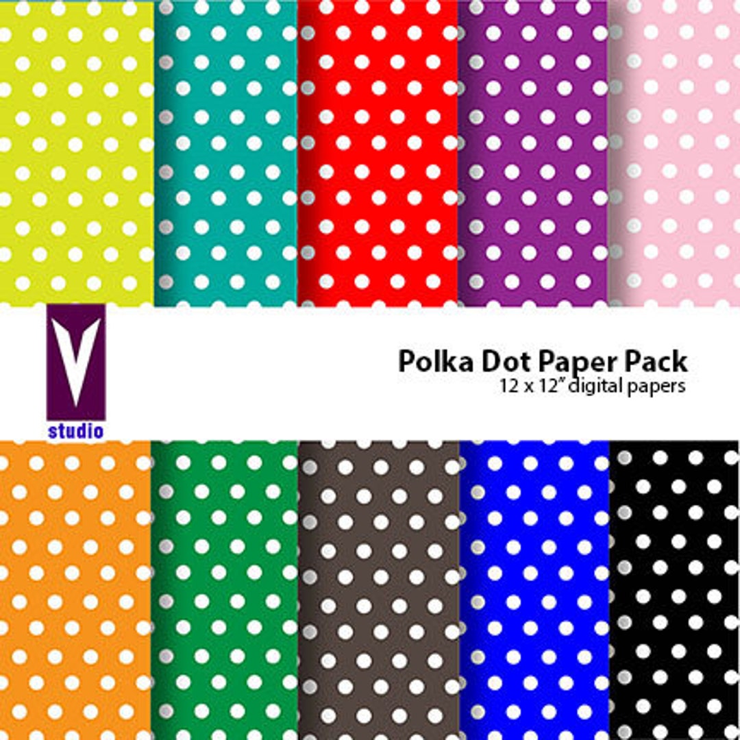 Printable Polka Dot Digital Paper Pack - 10 Colors - Etsy