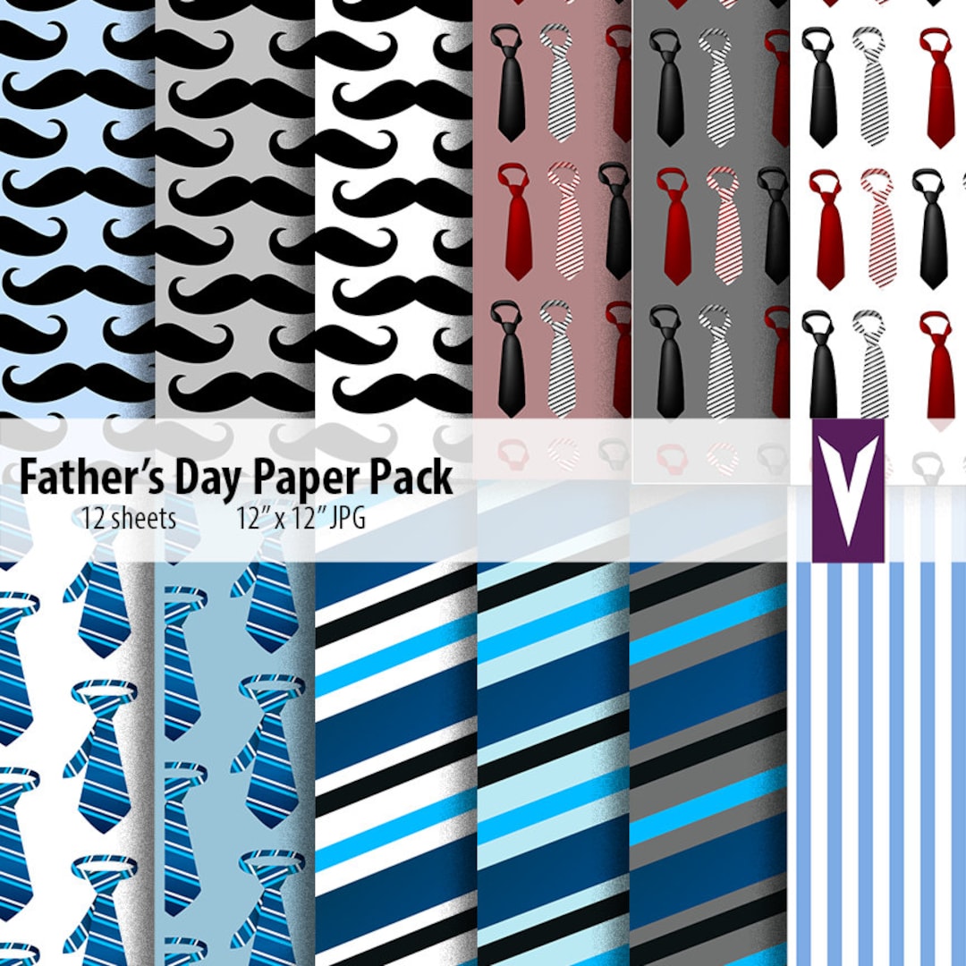 Printable Masculine Paper Pack - Tie, Mustash, Stripes - Etsy