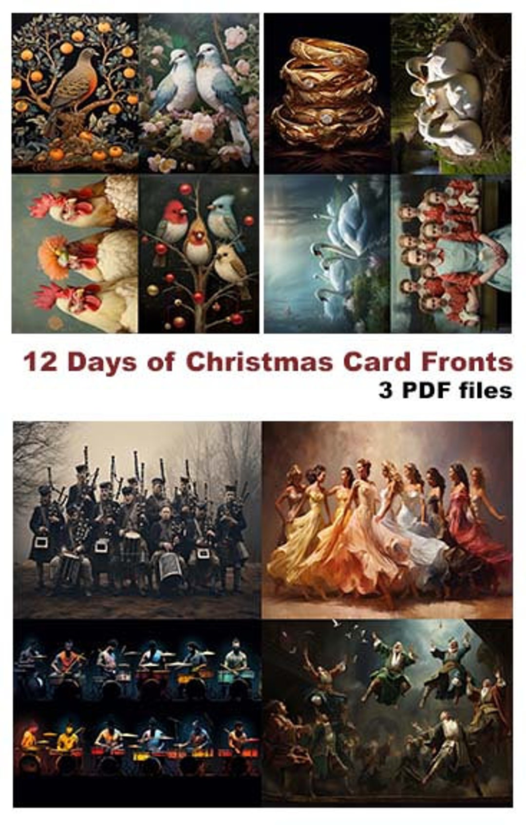 12 Days of Christmas - Printable - Card Fronts - PDF - Etsy
