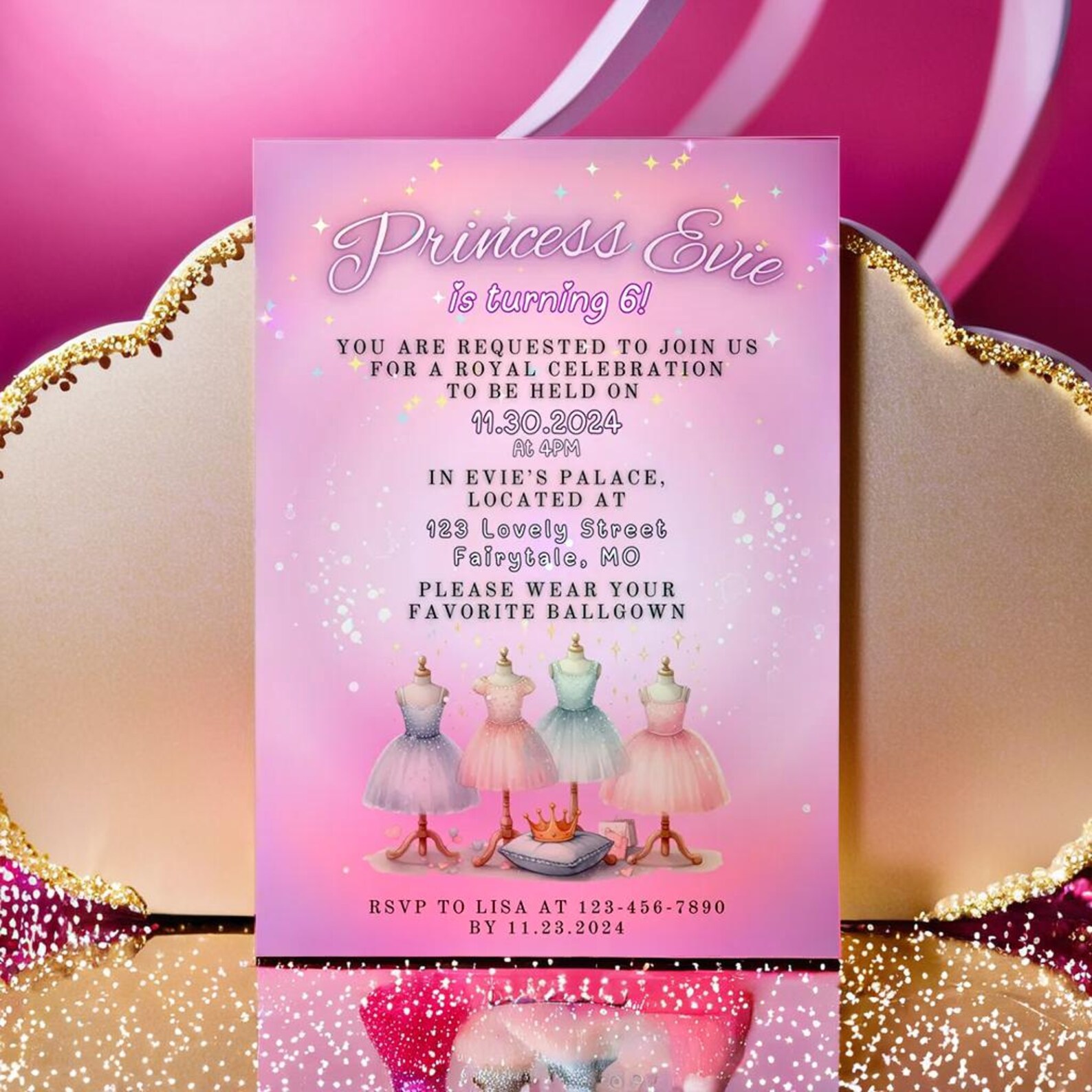 Princess Party Invitation Template - Etsy
