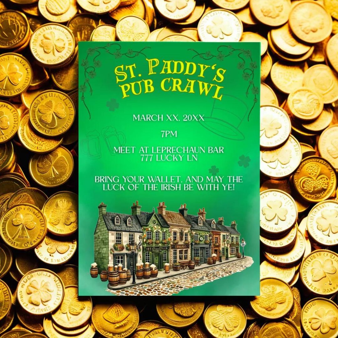St. Paddy's Bar Crawl Invitation - Etsy