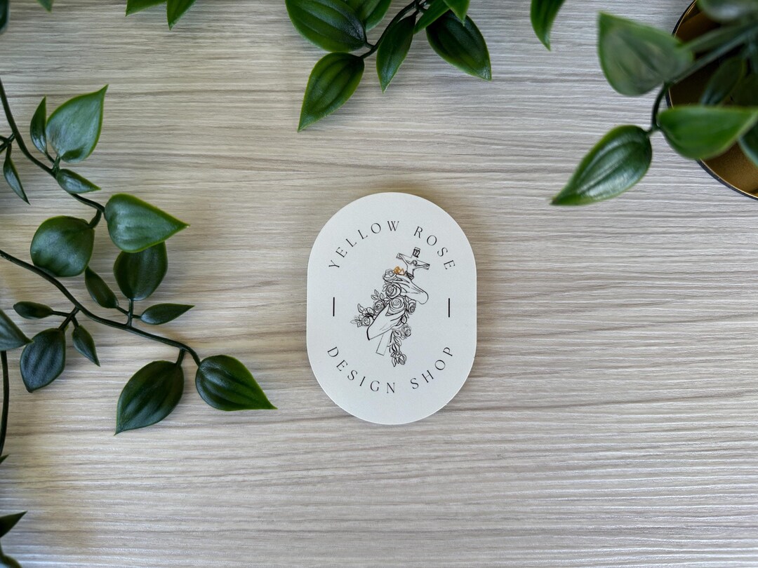 Yellow Rose Design Shop Logo Sticker | Catholic Shop Sticker - Etsy