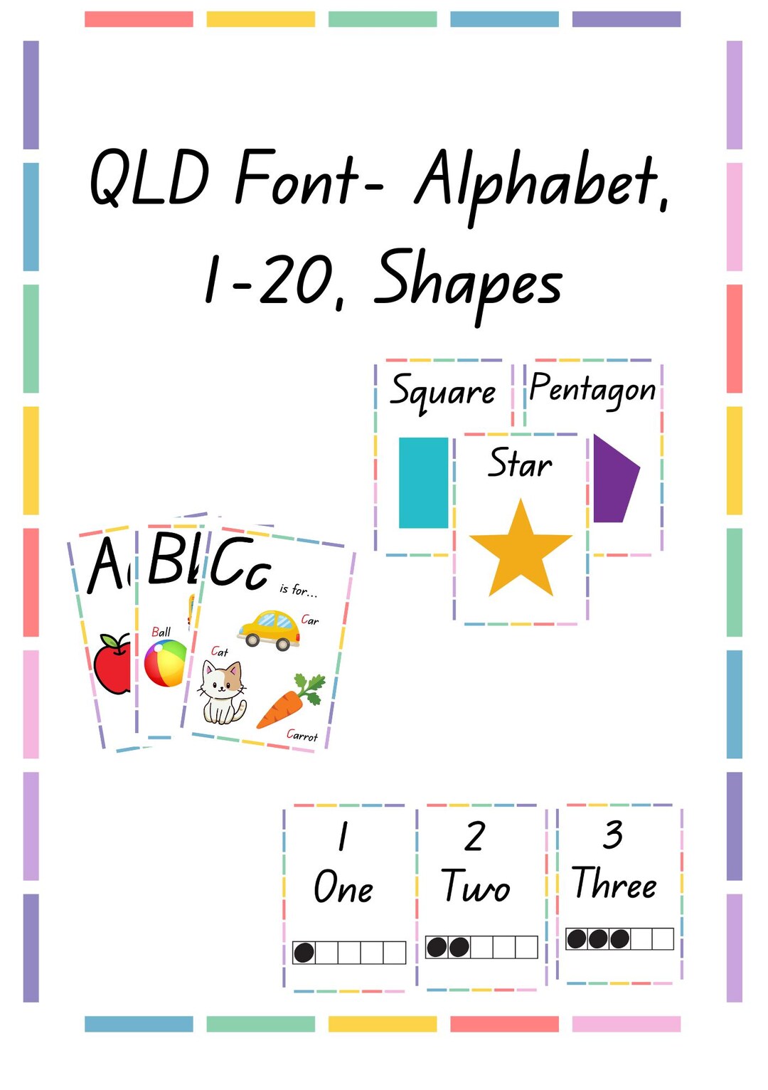 QLD Font - Alphabet, Numbers and Shapes - Etsy