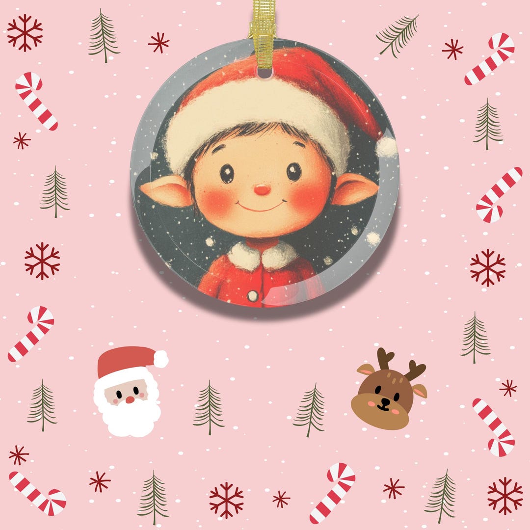 Smiling Elf Glass Ornament Premium Christmas Decoration Unique Gift ...