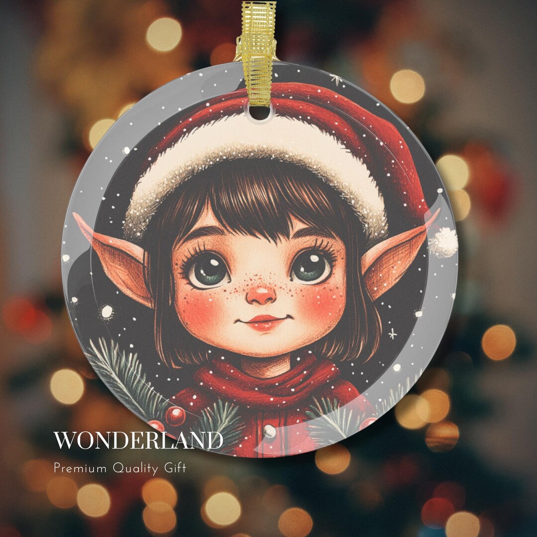 Cute Elven Girl Glass Ornament Premium Christmas Decoration Unique Gift ...