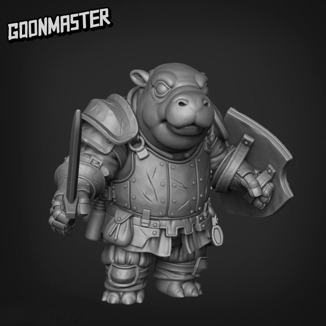 Hippo Knight Miniature: 3D Printed Tabletop RPG Figure - Etsy Australia