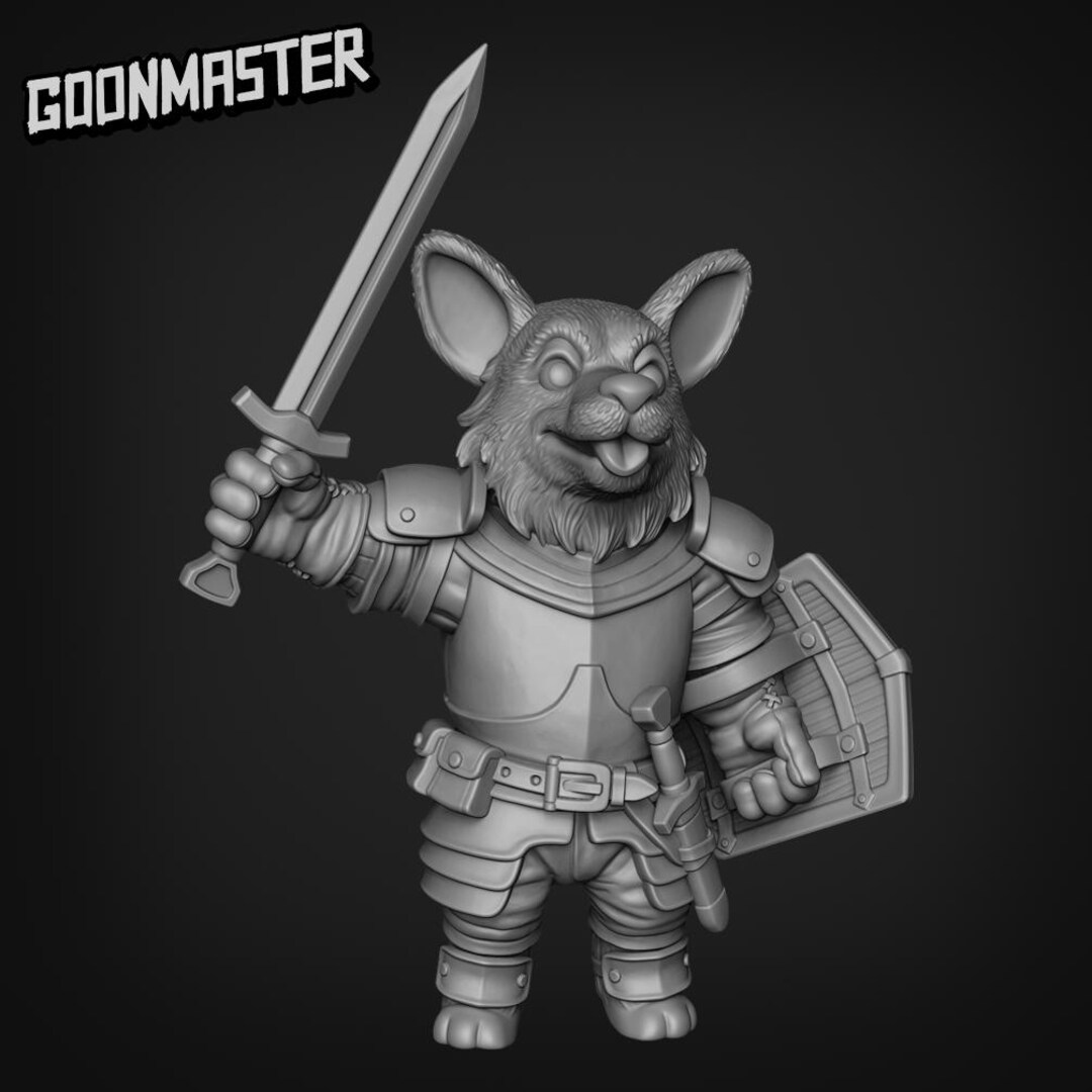 3D Printed Corgi Knight Miniature: Goon Master Games Tabletop RPG ...