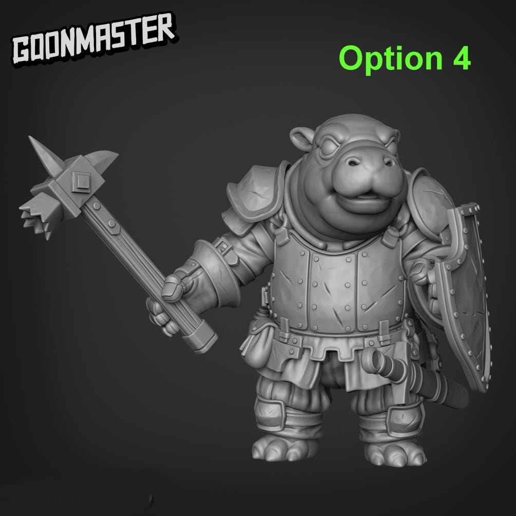 Hippo Knight Miniature: 3D Printed Tabletop RPG Figure - Etsy Australia