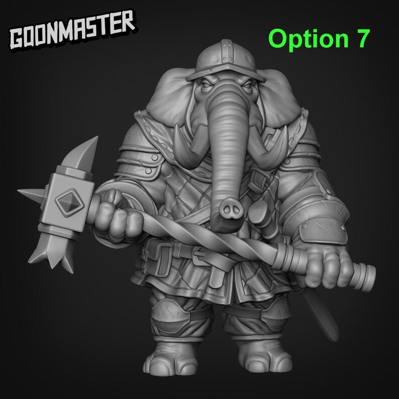 3D Printed Elephant Warrior Miniature: Epic Elephants, Goon Master ...