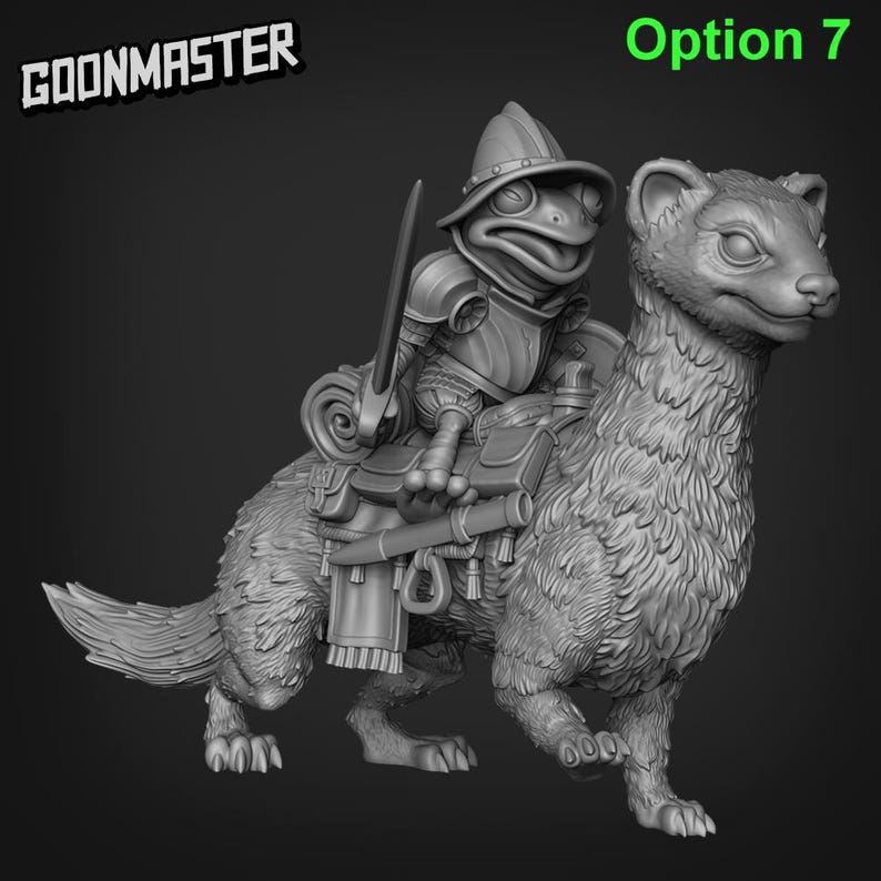 Mounted Frog Conquistador on Ferret: 3D Printed Tabletop Miniatures ...