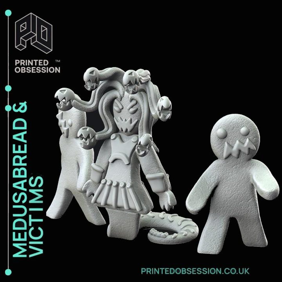 Gingerbread Medusa With 2 Gingerbread Victims | Printed Obsession | 3d ...