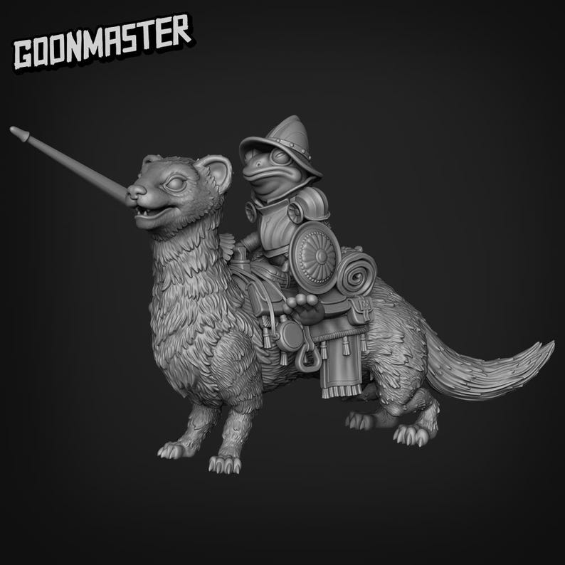 Mounted Frog Conquistador on Ferret: 3D Printed Tabletop Miniatures ...