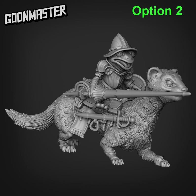 Mounted Frog Conquistador on Ferret: 3D Printed Tabletop Miniatures ...