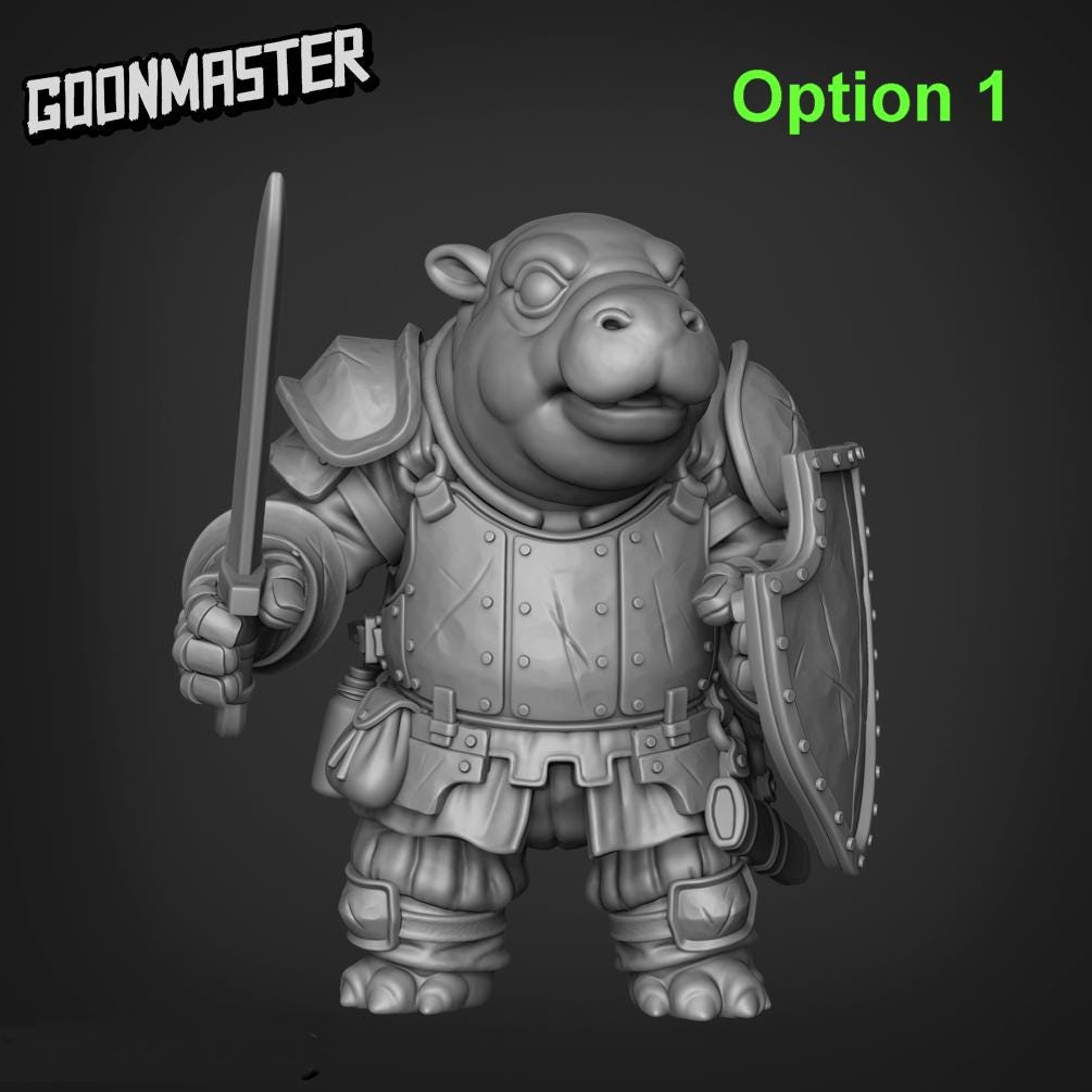 Tiny Hippo Gang - Knights | Goon Master Games | 3d Printed Miniatures ...