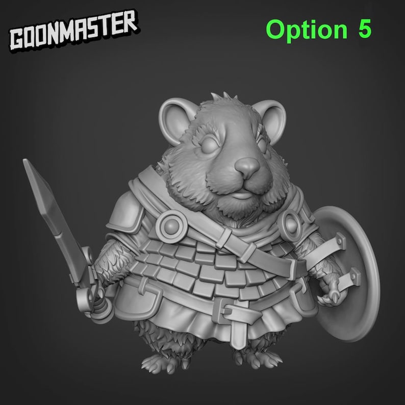 3D Printed Hamster Knight Miniature: Goon Master Games Tabletop RPG ...
