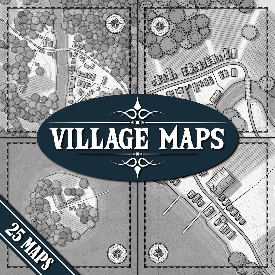 25 Village Maps for Game Master Tabletop RPG Adventure Fantasy Maps Printable Files With Premade ...