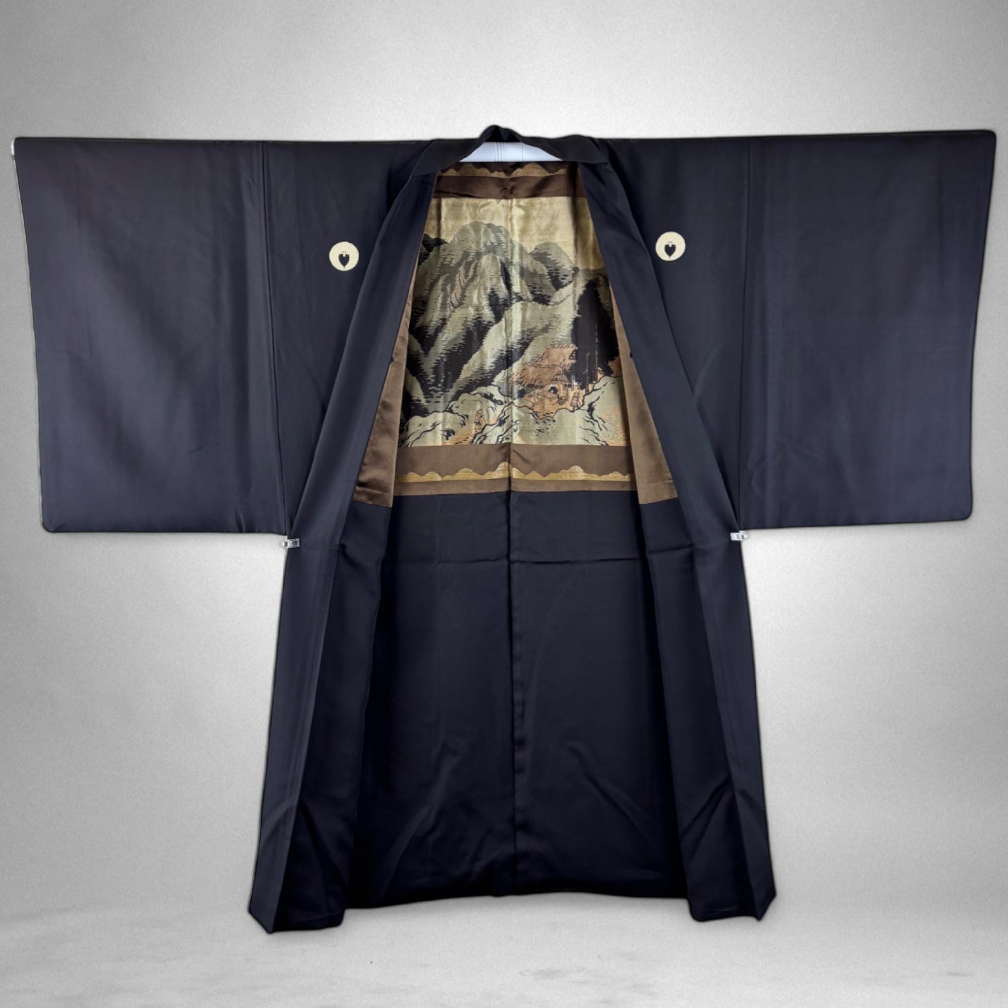 Japanese Vintage Kimono Jacket, Vintage Men's Haori With Mountain ...