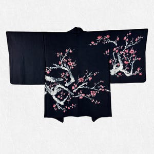 Japanese Kimono Haori Jacket, Black Haori With Vibrant Designs ...