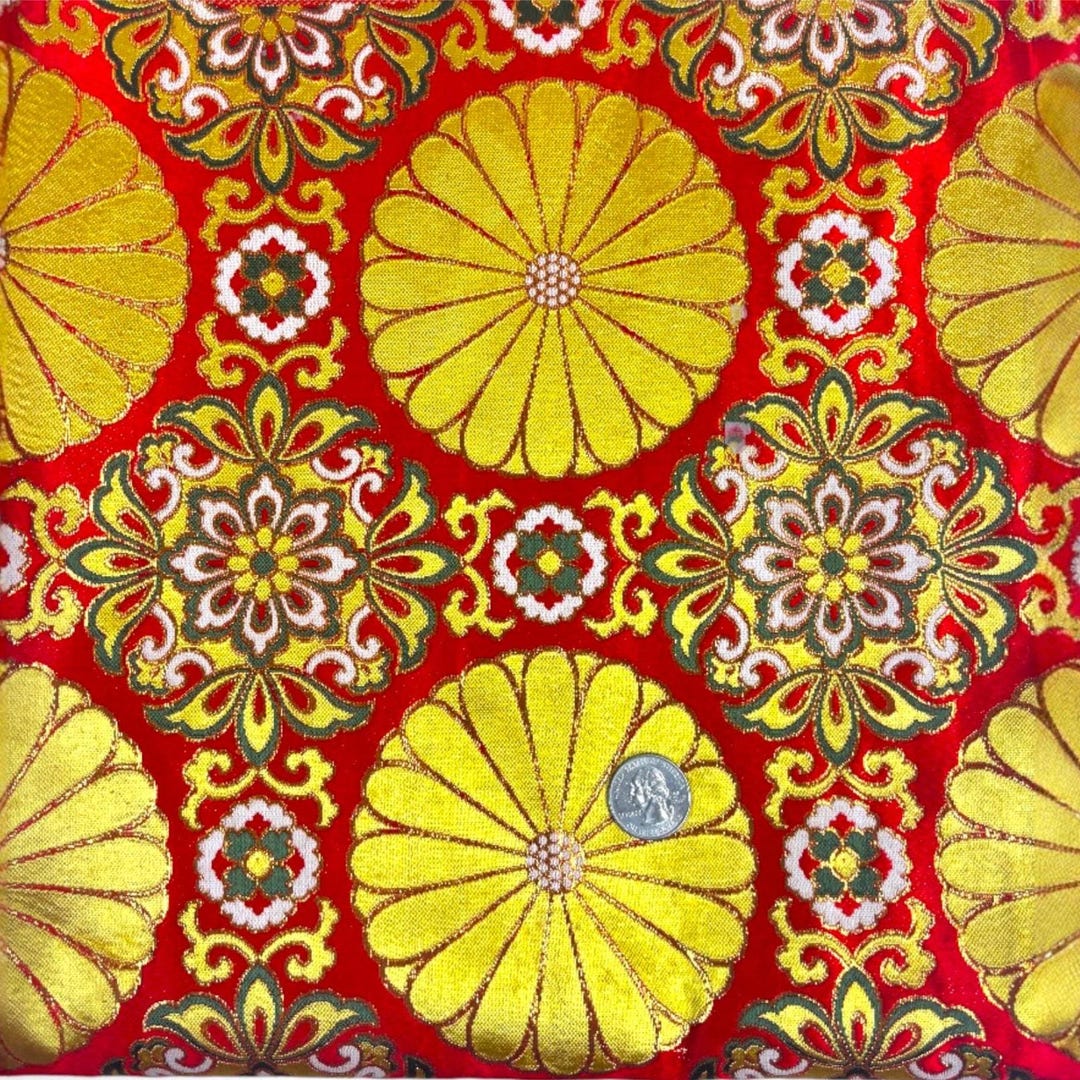 Vintage Japanese Silk Brocade Panel – Imperial Chrysanthemum & Floral ...