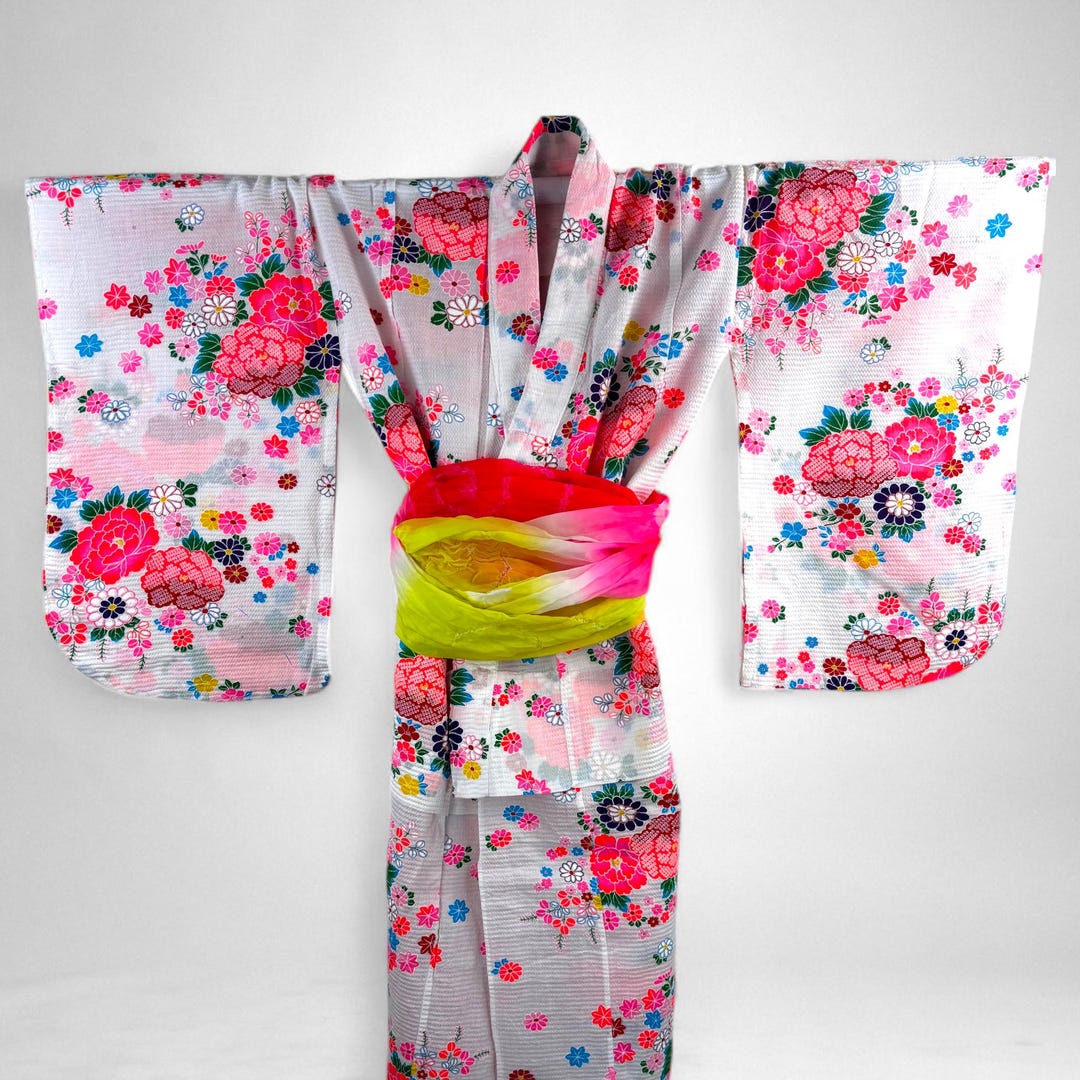 Kids Vintage Japanese Yukata, Yukata Japonaise Vintage Enfant, Pink ...