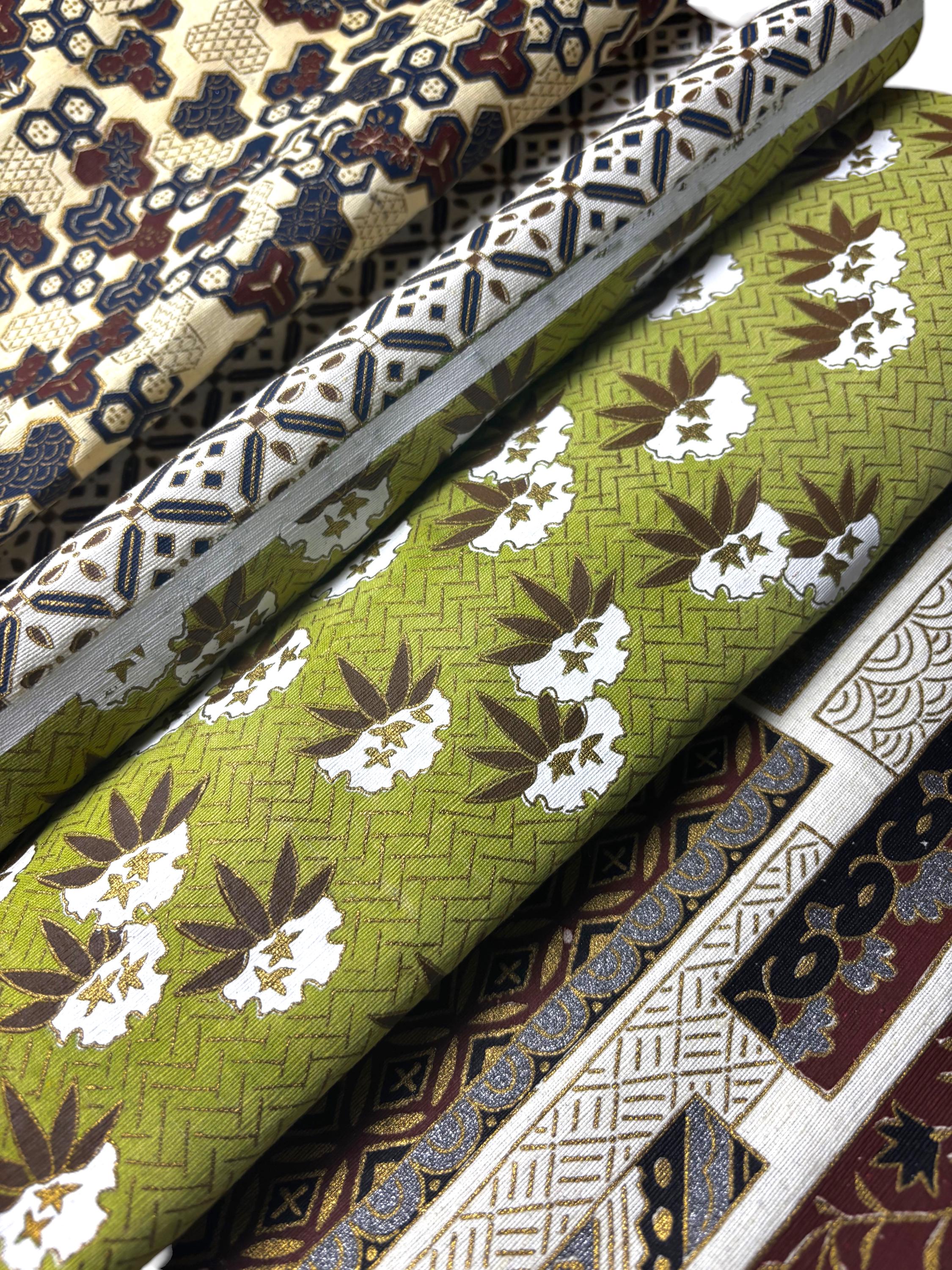 Vintage Japanese Sample Roll, Rare Mixed Pattern Cotton Blend Textile, Art-like Obi Sample Bolts ...