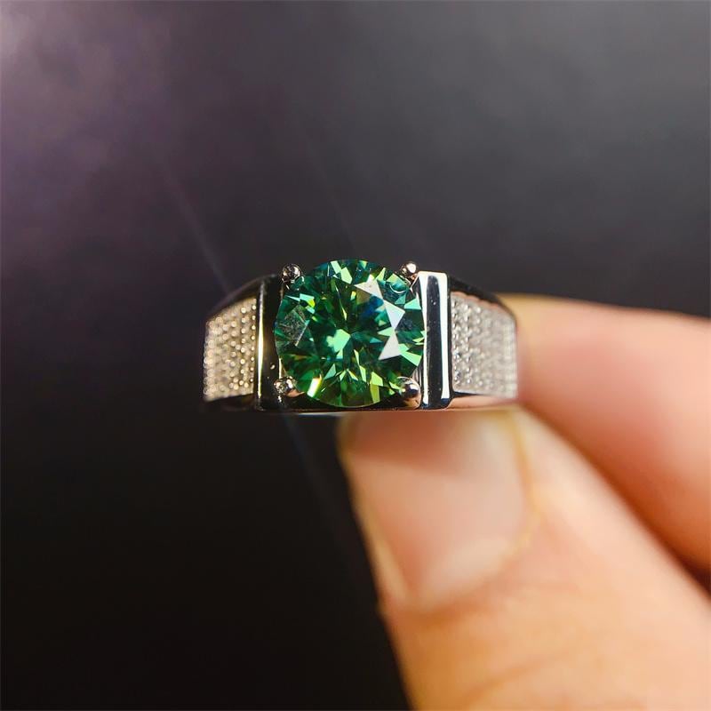 Moissanite Ring - Men's Moissanite Ring - 2 CT Green Moissanite Ring ...