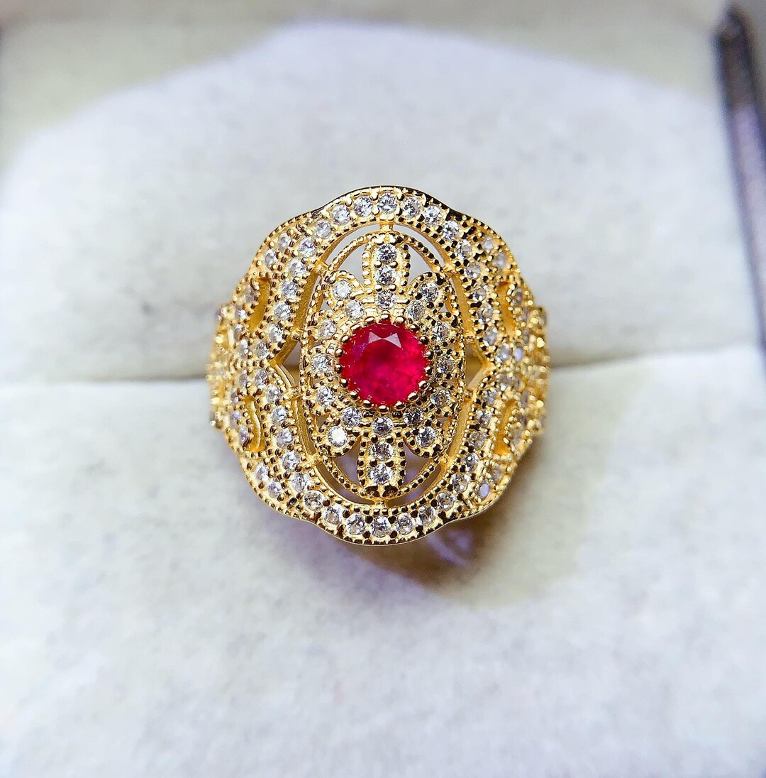 Red Sapphire Ring - Unique Silver Ring With Red Sapphire - Natural ...