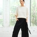 Black Wrap Front Wide-leg Pants With Side Tie - Relaxed Fit for Summer ...