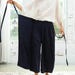 Navy Wrap Front Wide-leg Pants With Side Tie - Relaxed Fit for Summer ...