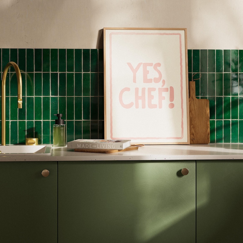 Yes Chef Kitchen Print: Trendy Typography Wall Art - Etsy