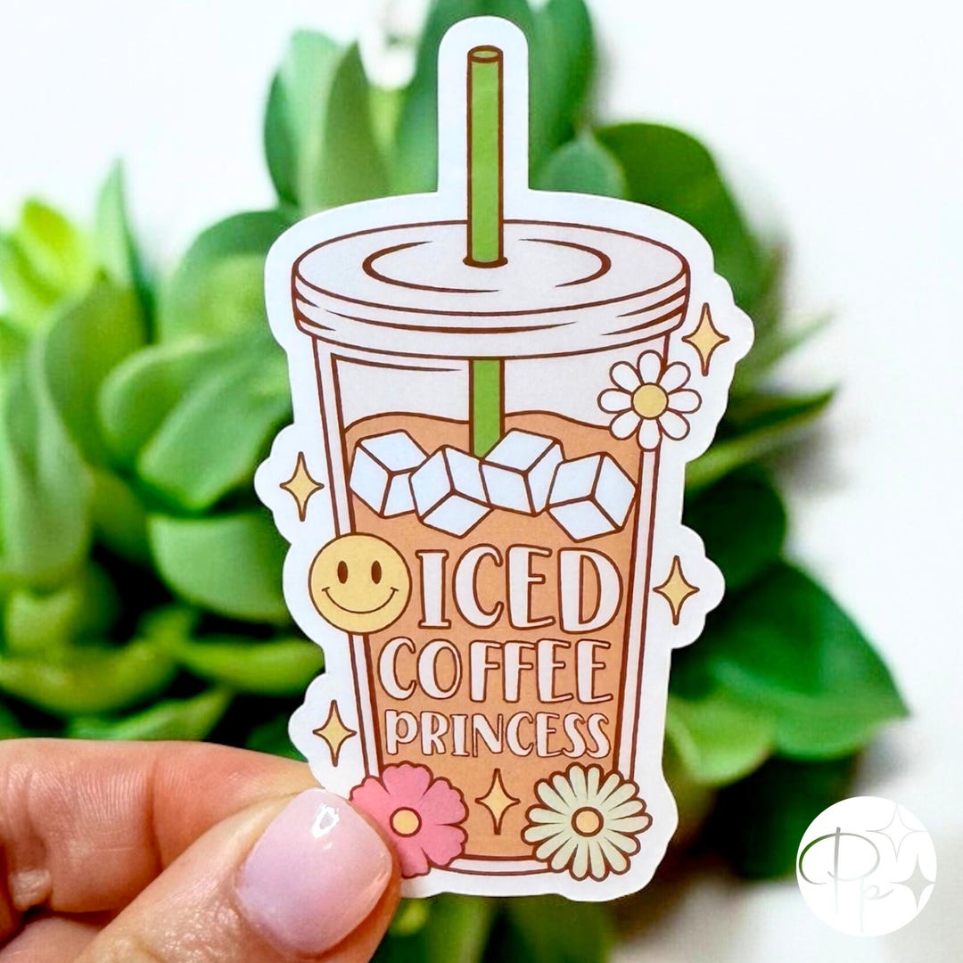 Iced Coffee Princess Sticker – Pink Girly Drink Design - Etsy