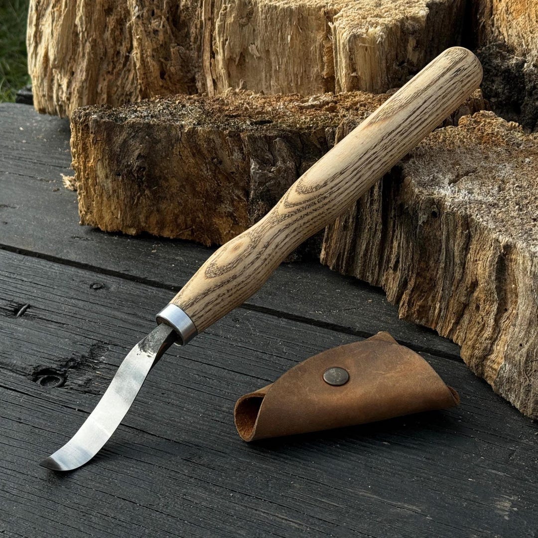 Hand-forged Spoon Carving Hook Knife. Wood Carving Tool. Ergonomic Ash ...