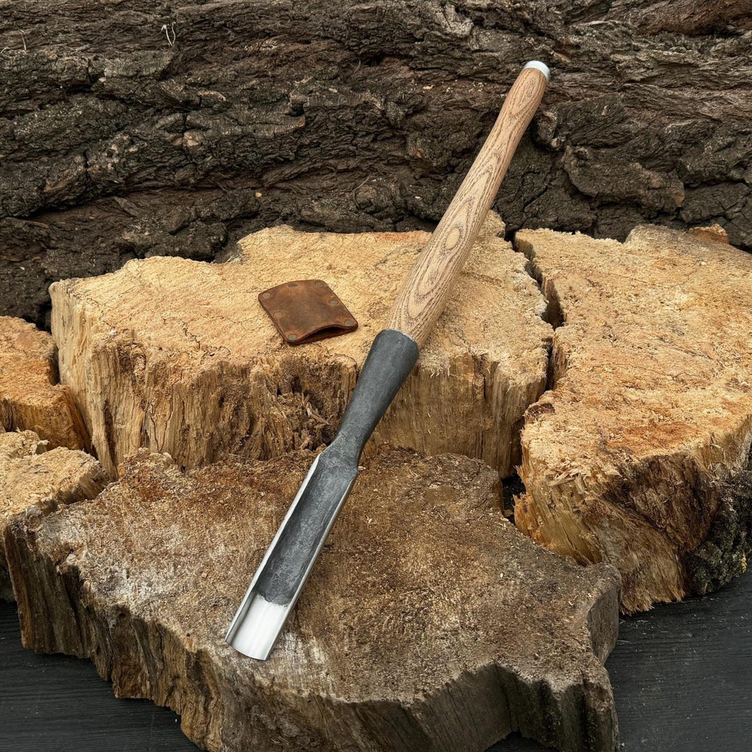Timber Framing Rounded Chisel – Hand-forged Carbon Steel Blade & Ergonomic Ash Wood Handle ...