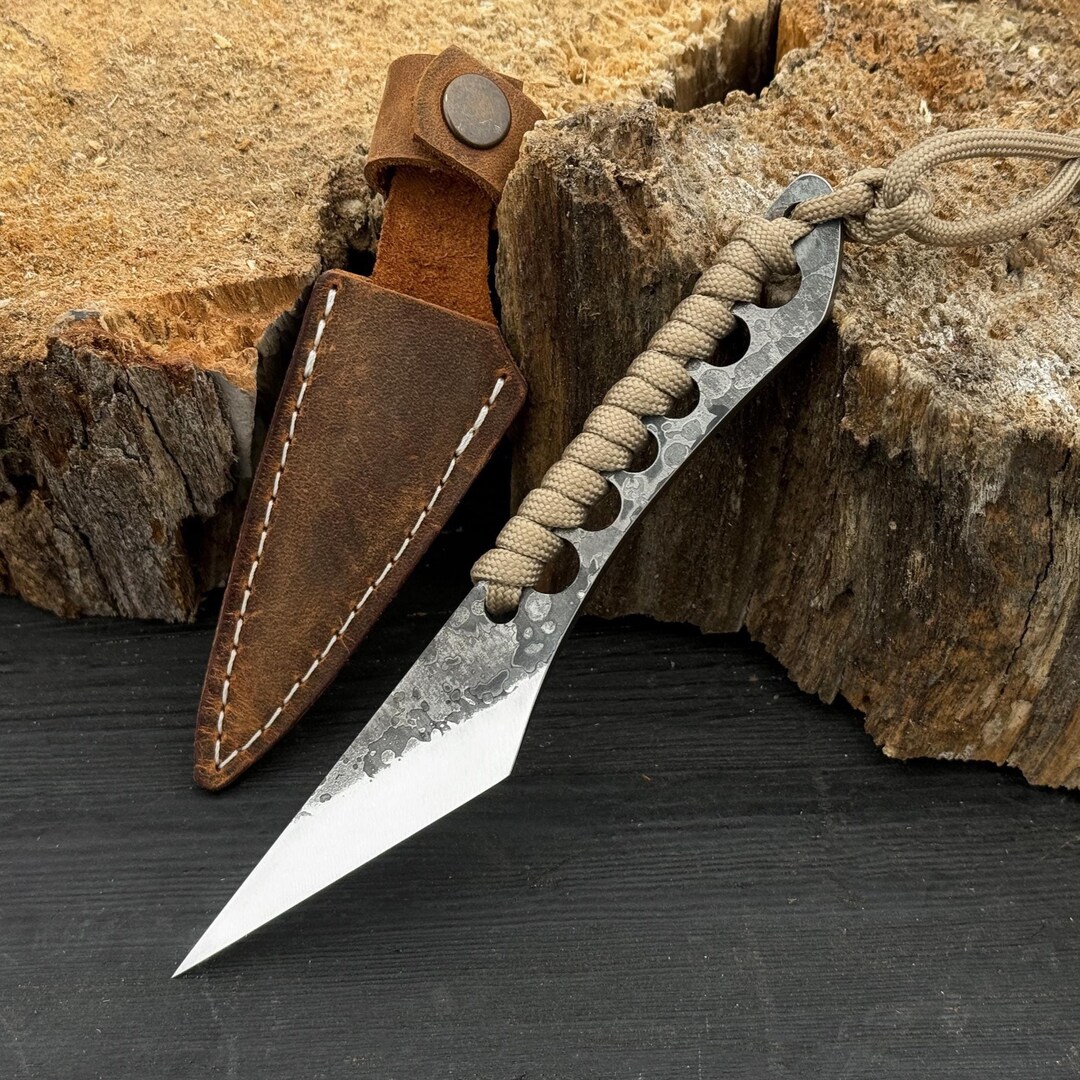 Throwing Knife With Leather Cover (unsharpened). Ninja Kunai Knife ...