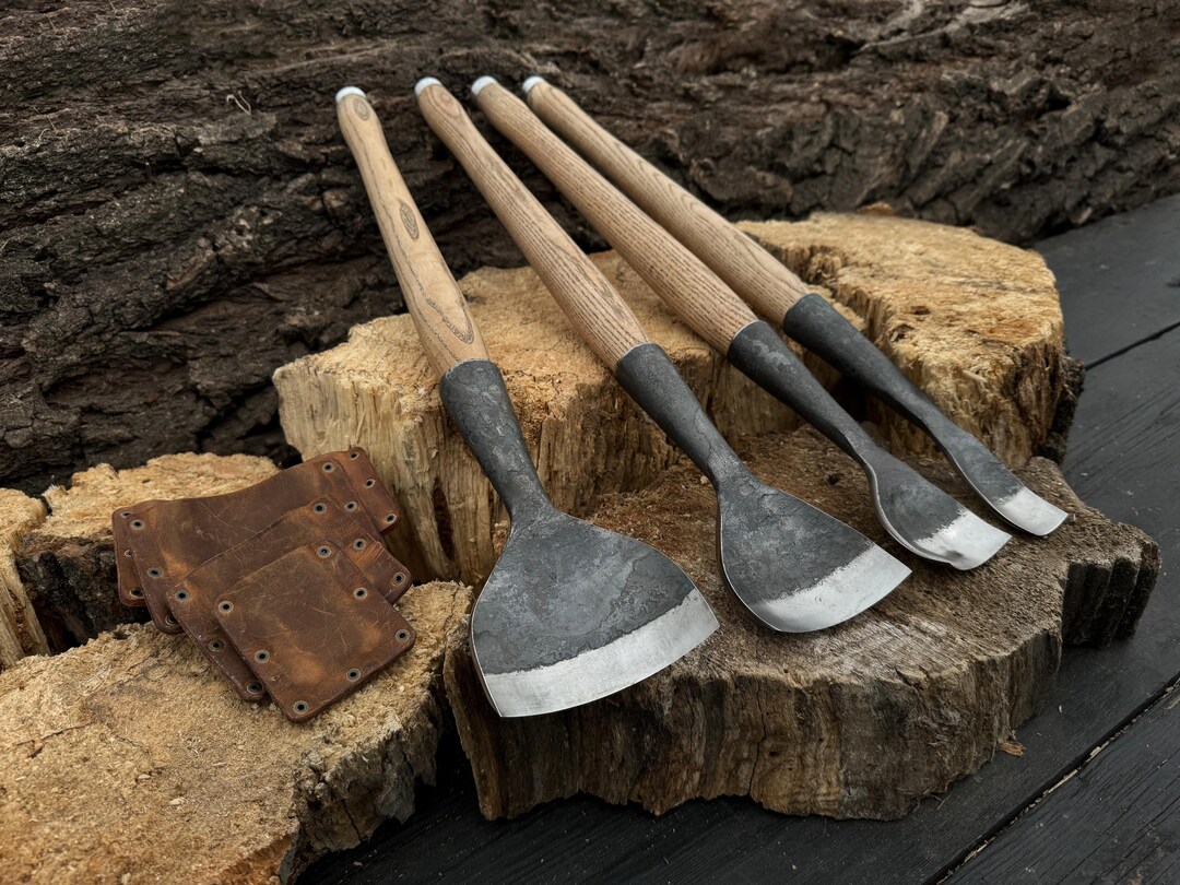 Timber Framing Rounded Gouges Set 4 Pcs. Hand Forged Wood Carving Tools ...