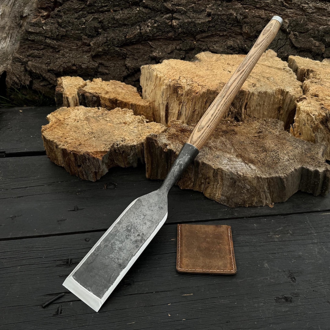 Timber Slick Chisel With Leather Cover – Hand-forged Carbon Steel Blade ...