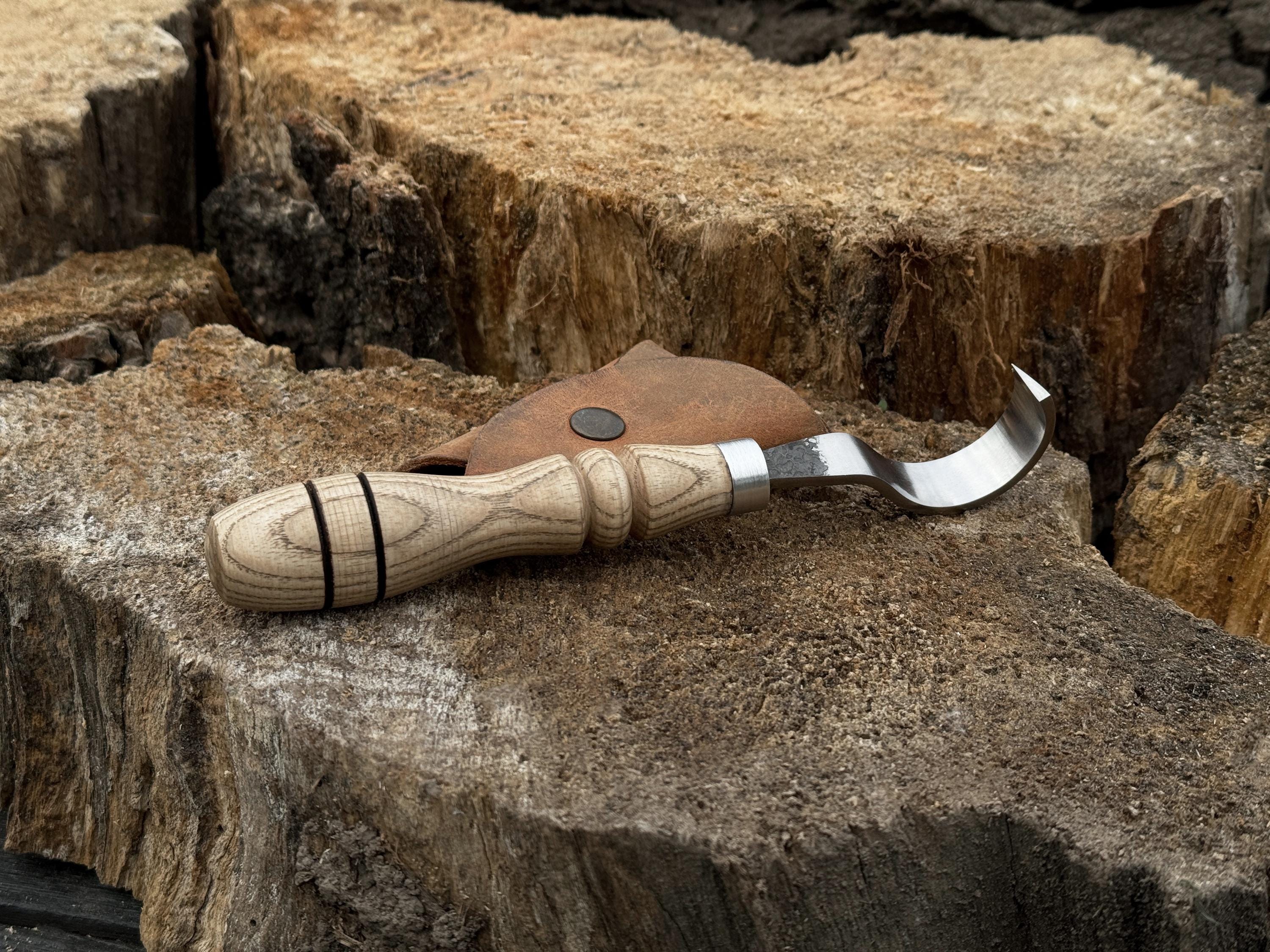 Forged Hook Knife Spoon Carving Knife.carbon Steel Blade, Ergonomic ...