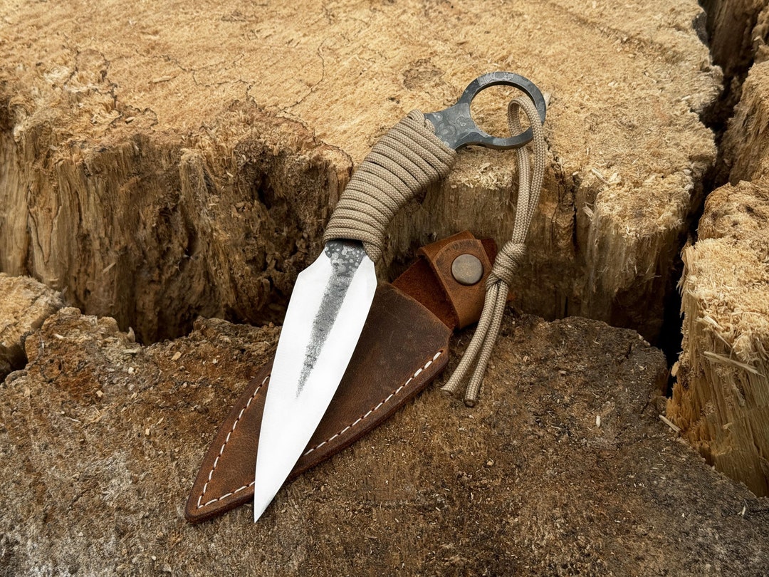 Throwing Knife. Paracord Wrapped Handle. Hand-forged Tool for Camping ...