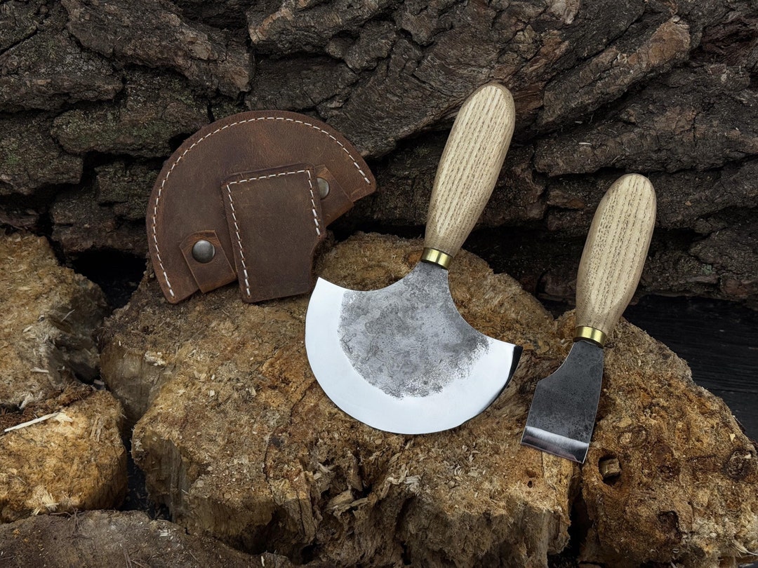 Hand-forged Leather Tool Set 2-piece. Leatherworking Knives. Razor ...