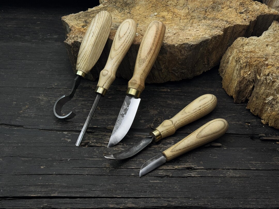 Hand-forged Woodworking Tools. Set 5 Pcs. Spoon, Cups Carving Knives ...