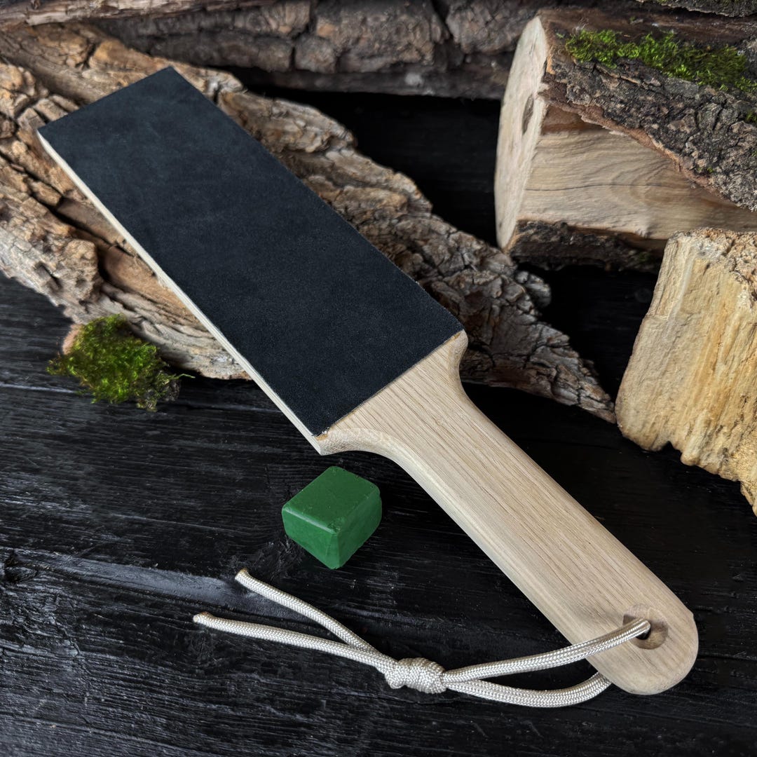 Leather Strop – Handcrafted Sharpening Board for Knives, Chisels – Oak ...